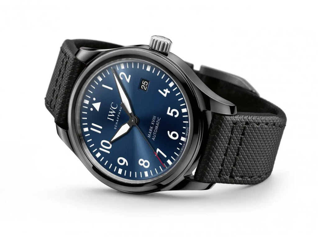 A BLUE-AND-BLACK SPECIAL-EDITION PILOT’S WATCH MARK XVIII TAKES OFF FO ...